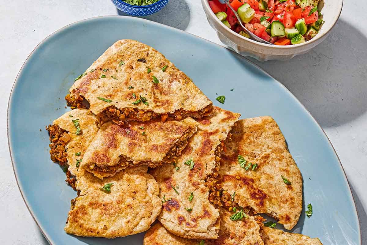 Lentil Stuffed Flatbread Recipe | The Mediterranean Dish