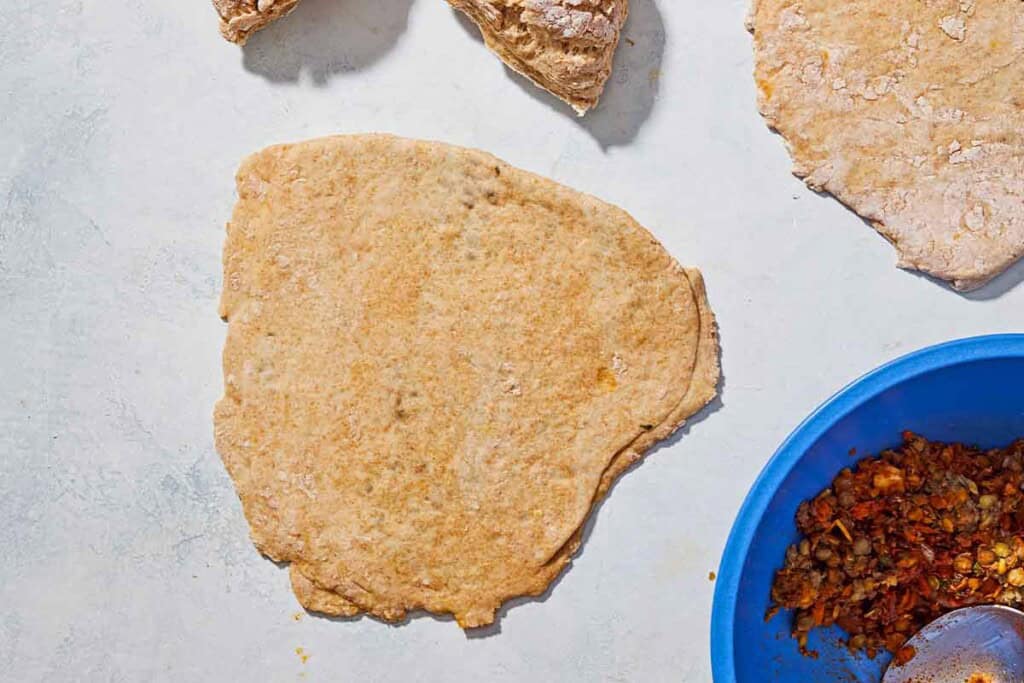 Lentil Stuffed Flatbread Recipe | The Mediterranean Dish