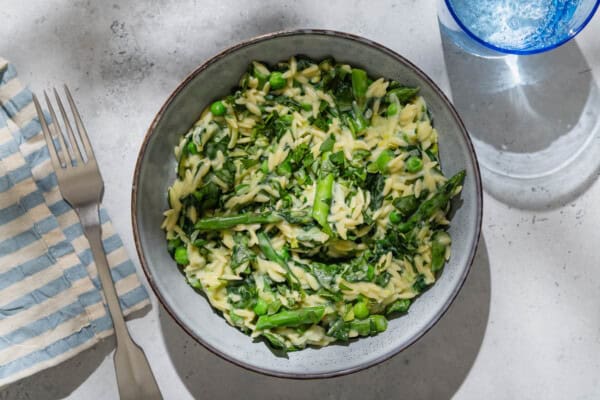 Easy Orzo Risotto with Spring Veggies | The Mediterranean Dish