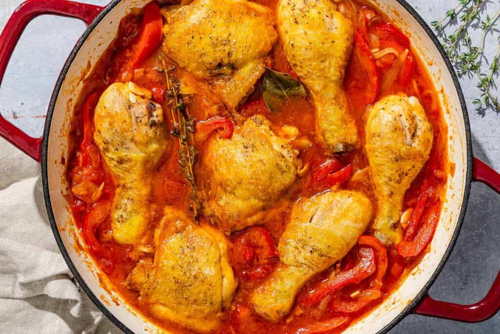 Basque Chicken and Peppers Recipe | The Mediterranean Dish