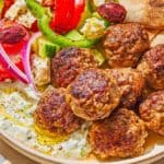 Baked Kofta Meatballs with Hummus | The Mediterranean Dish