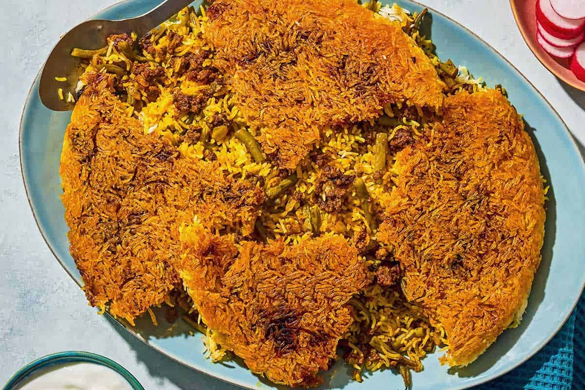 Loobia Polo Recipe (Persian Beef and Green Bean Rice)
