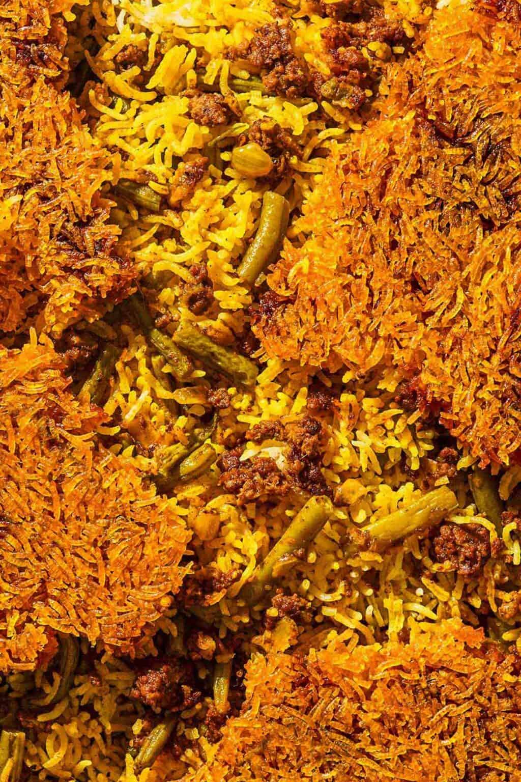 Loobia Polo Recipe (Persian Beef and Green Bean Rice)
