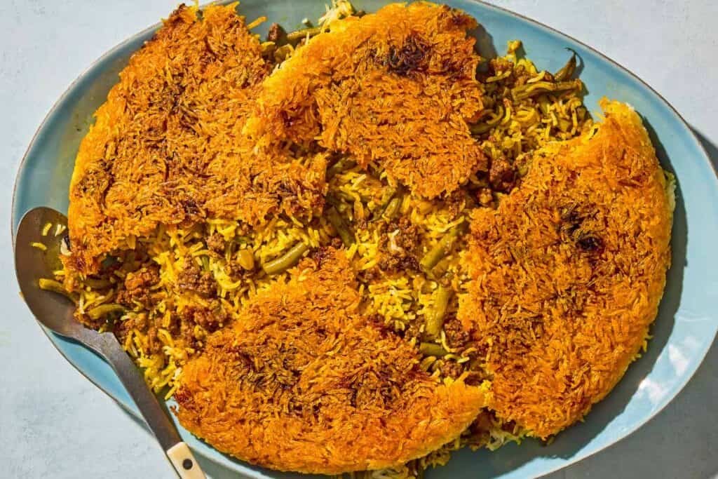 Loobia Polo Recipe (Persian Beef and Green Bean Rice)