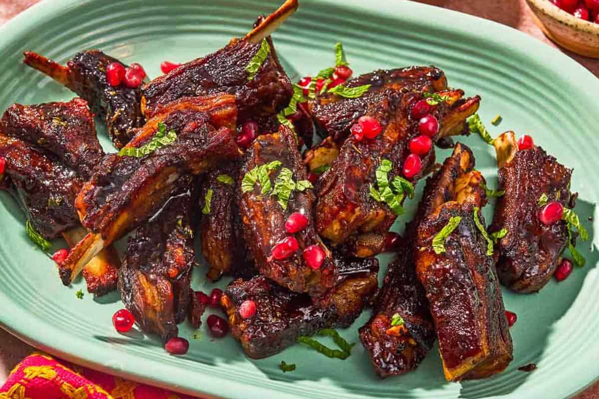 Best Lamb Ribs with Sticky Pomegranate Molasses Glaze